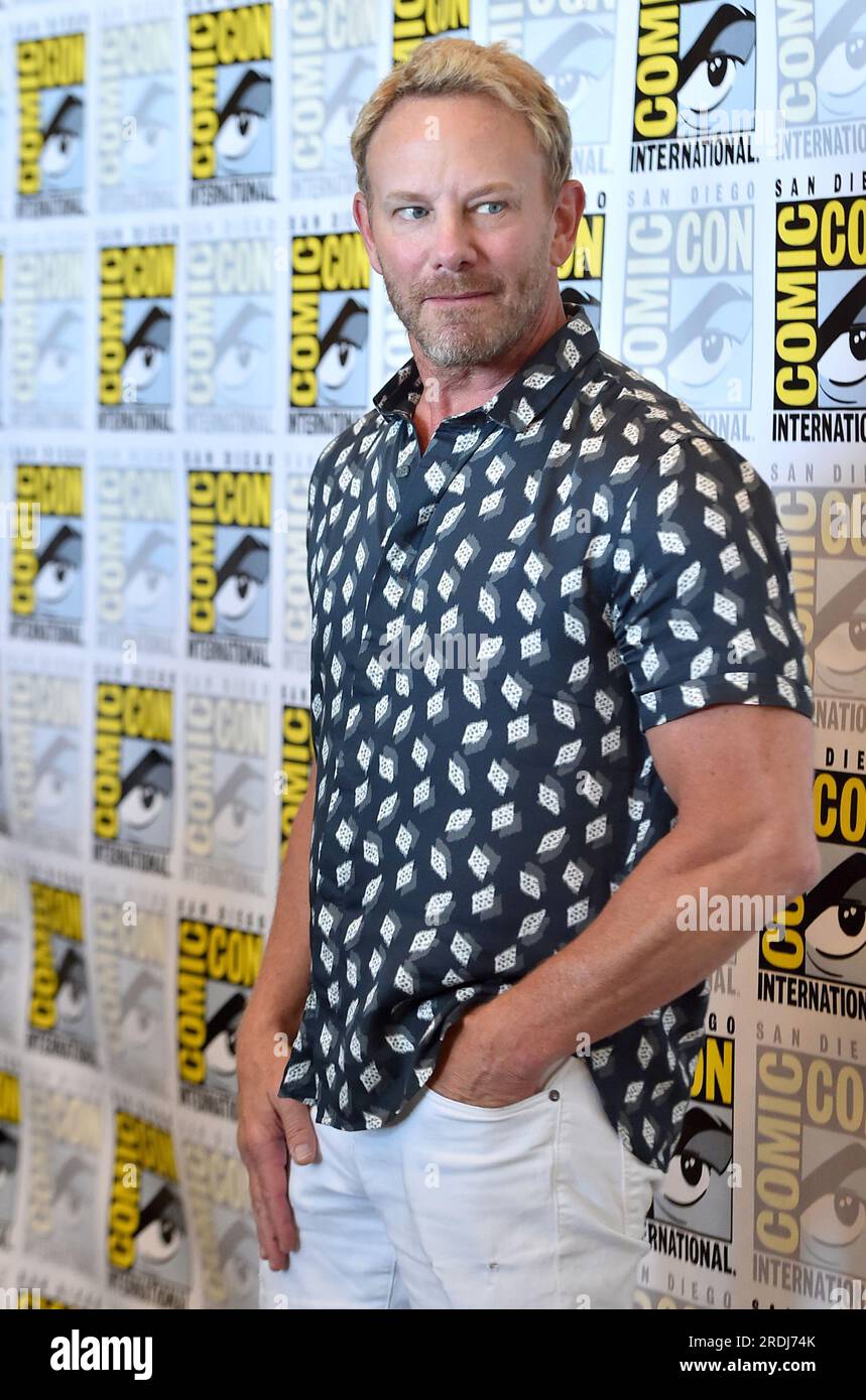 Ian Ziering poses at a photocall for the 10th anniversary of "Sharknado ...