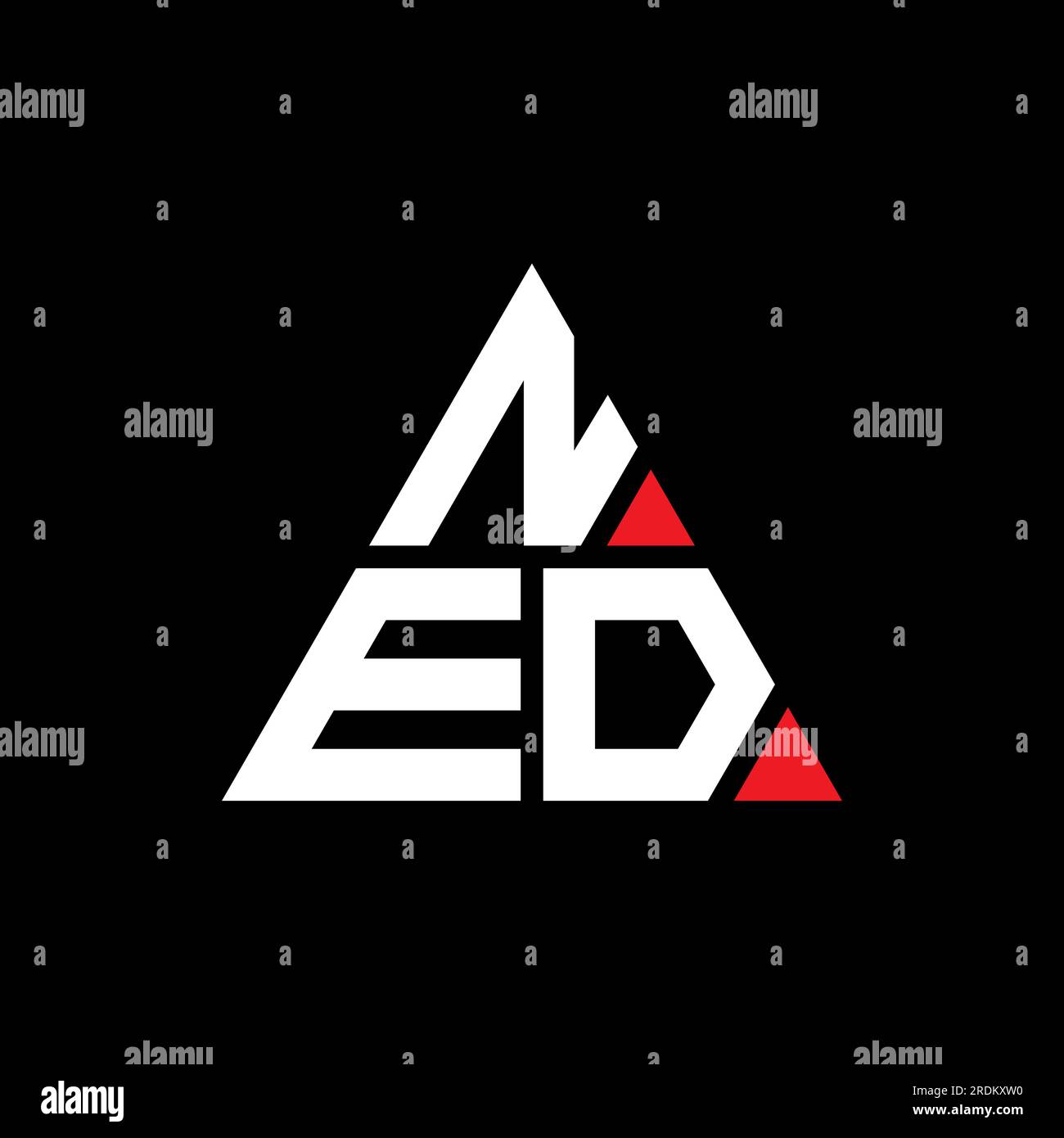NED-Logo mit Dreiecksbuchstaben und Dreiecksform. NED-Dreieck-Logo ...