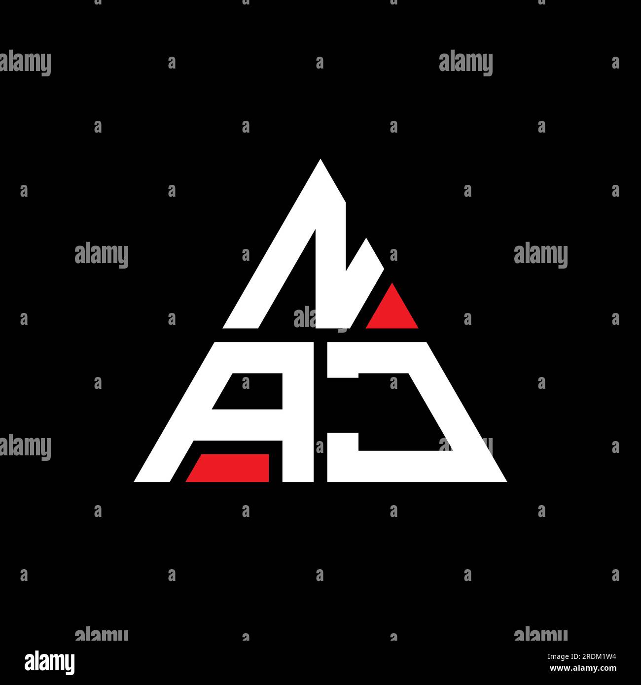 NAJ-Logo mit Dreiecksbuchstaben und Dreiecksform. MONOGRAMM mit NAJ ...