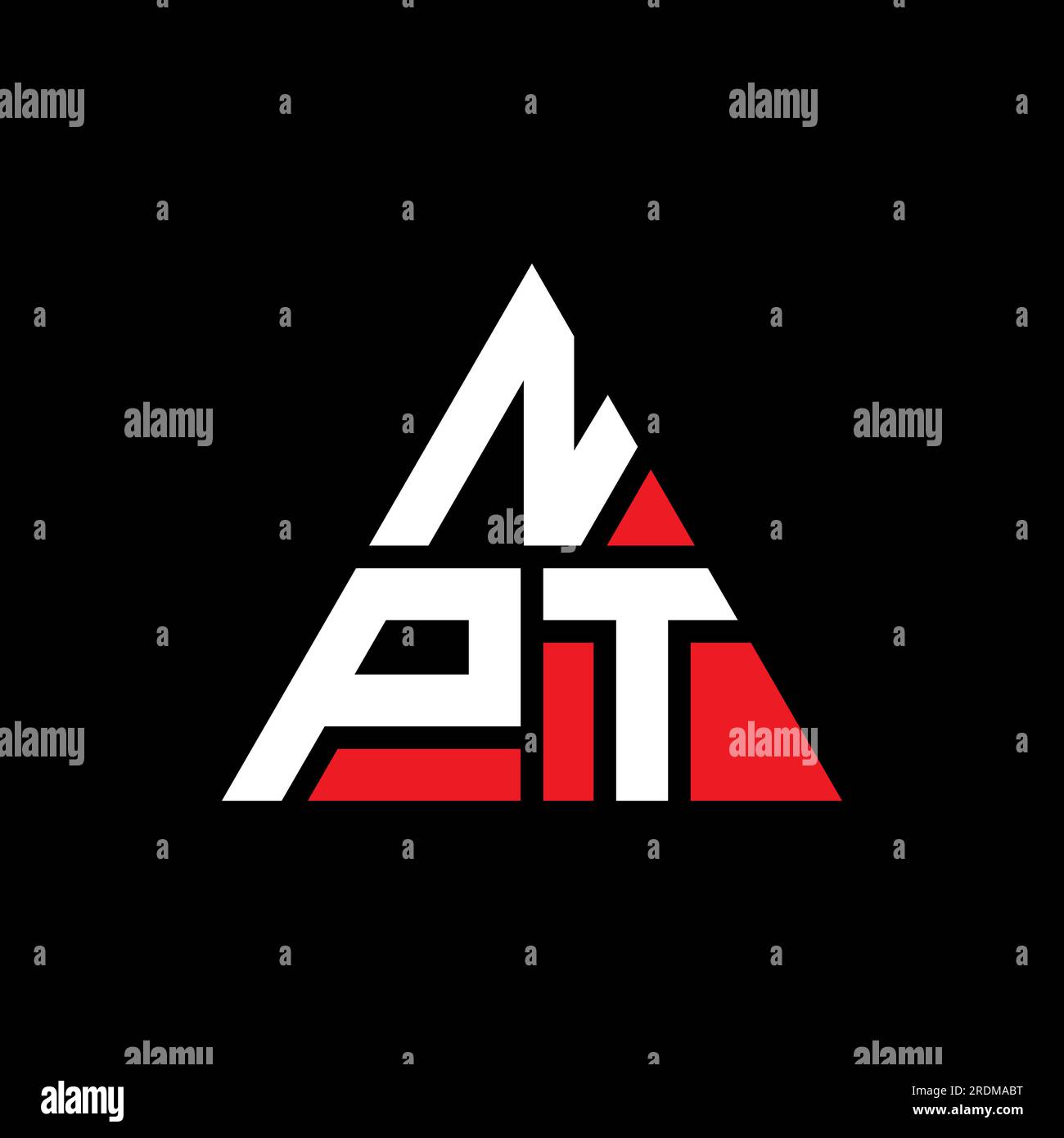 NPT-Logo mit dreieckigem Buchstaben in Dreiecksform. Monogramm mit NPT ...