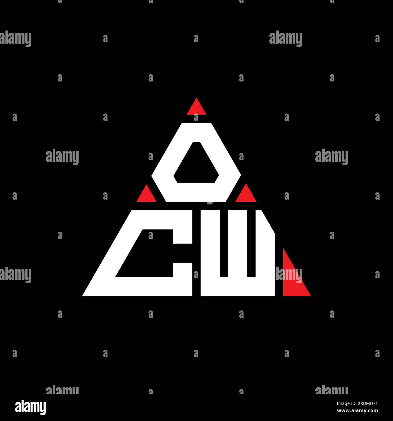 OCW-Logo mit Dreiecksbuchstaben und Dreiecksform. OCW-Monogramm mit ...