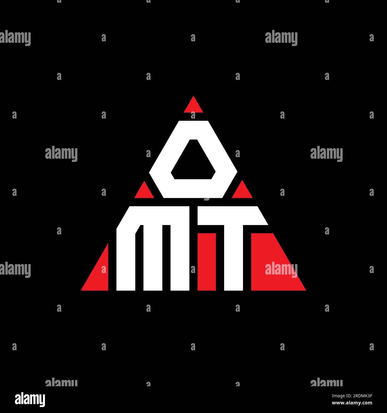 OMT-Logo mit Dreiecksbuchstaben und Dreiecksform. OMT-Monogramm mit ...