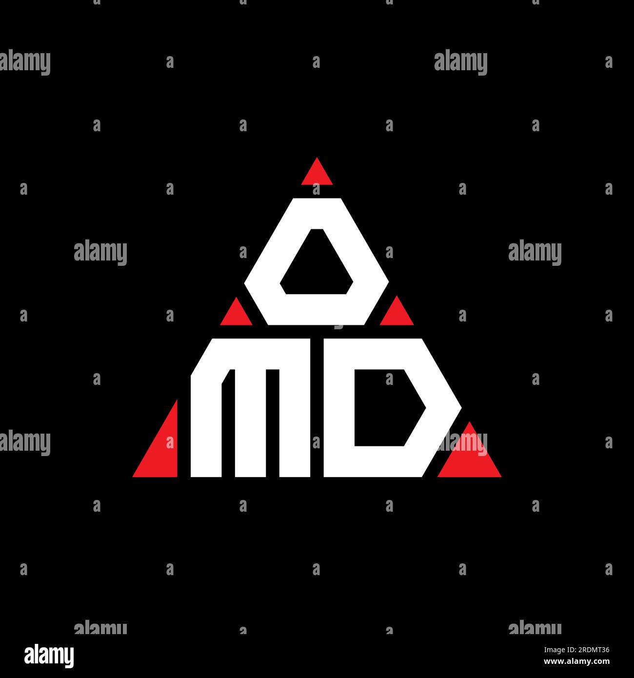 OMD-Logo mit dreieckigem Buchstaben und dreieckiger Form. OMD-Monogramm ...