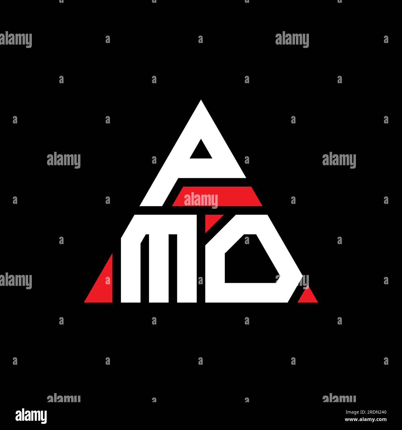 PMO-Logo mit dreieckigem Buchstaben in Dreiecksform. Monogramm mit PMO ...