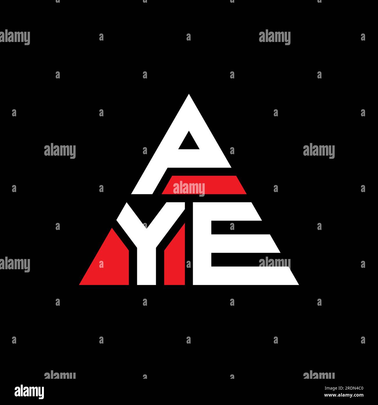 PYE-Logo mit Dreiecksbuchstaben und Dreiecksform. MONOGRAMM mit PYE ...
