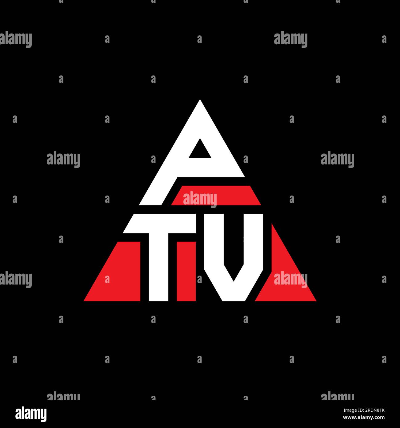 PTV-Logo mit Dreiecksbuchstaben und Dreiecksform. Monogramm mit PTV ...