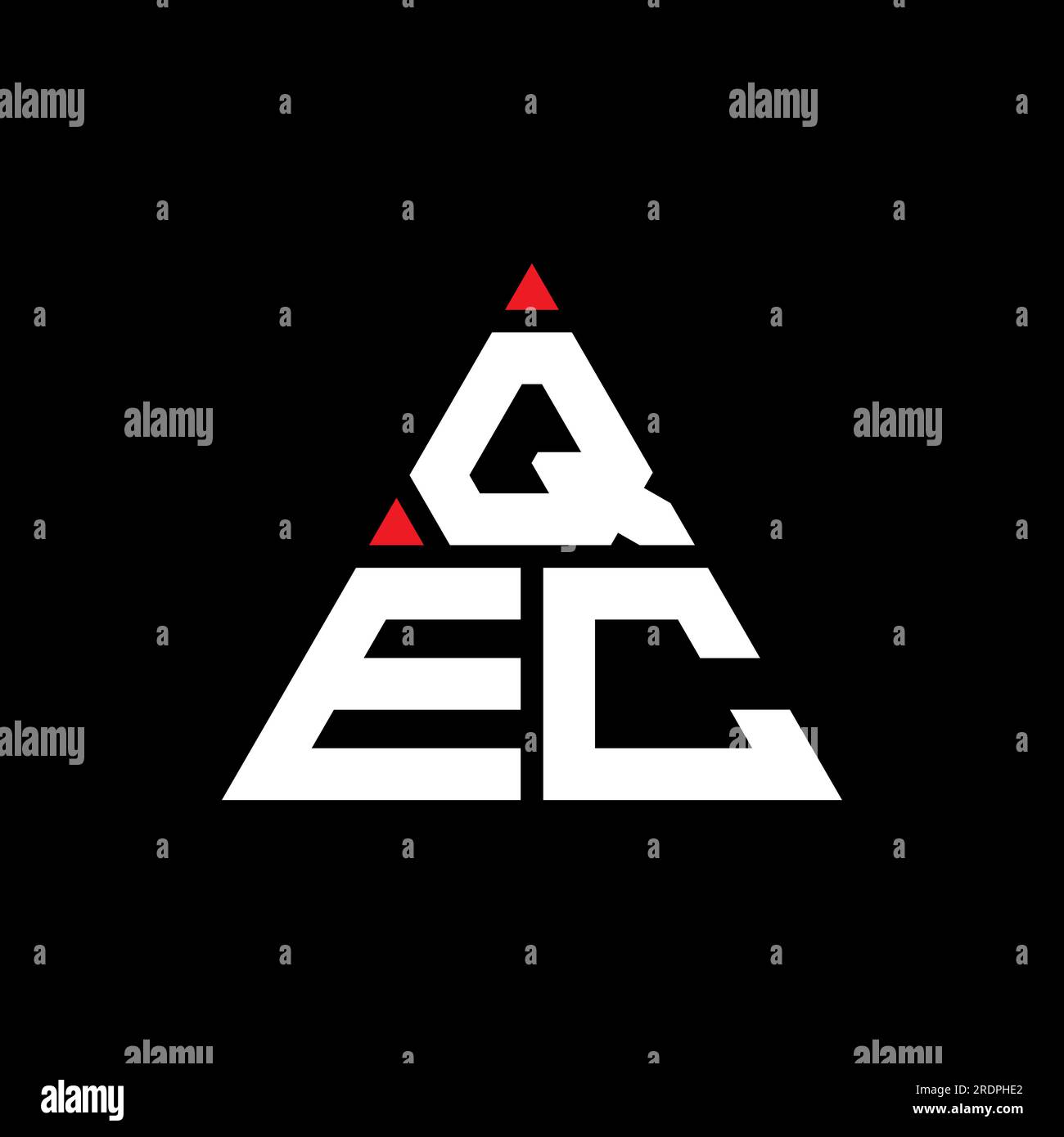 QEC-Logo mit Dreiecksbuchstaben und Dreiecksform. Monogramm mit QEC-Dreieck-Logo. QEC-dreieckige ...