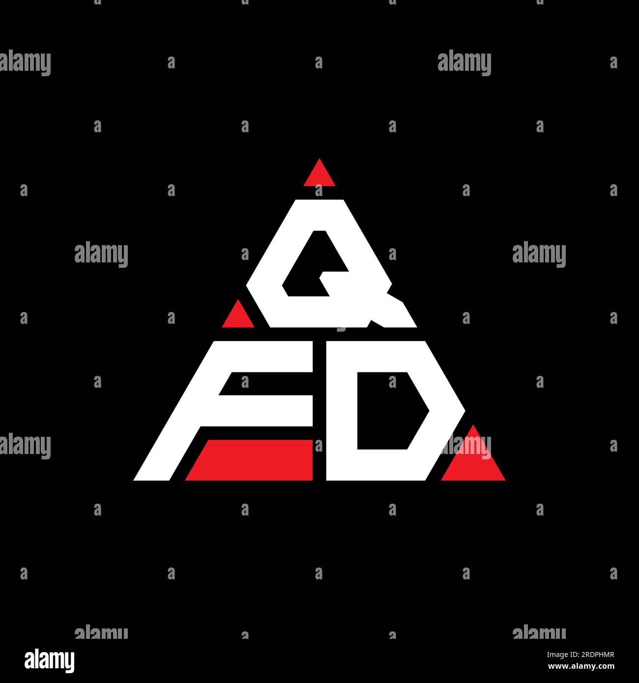 QFD-Logo mit Dreiecksbuchstaben und Dreiecksform. QFD-Monogramm mit ...