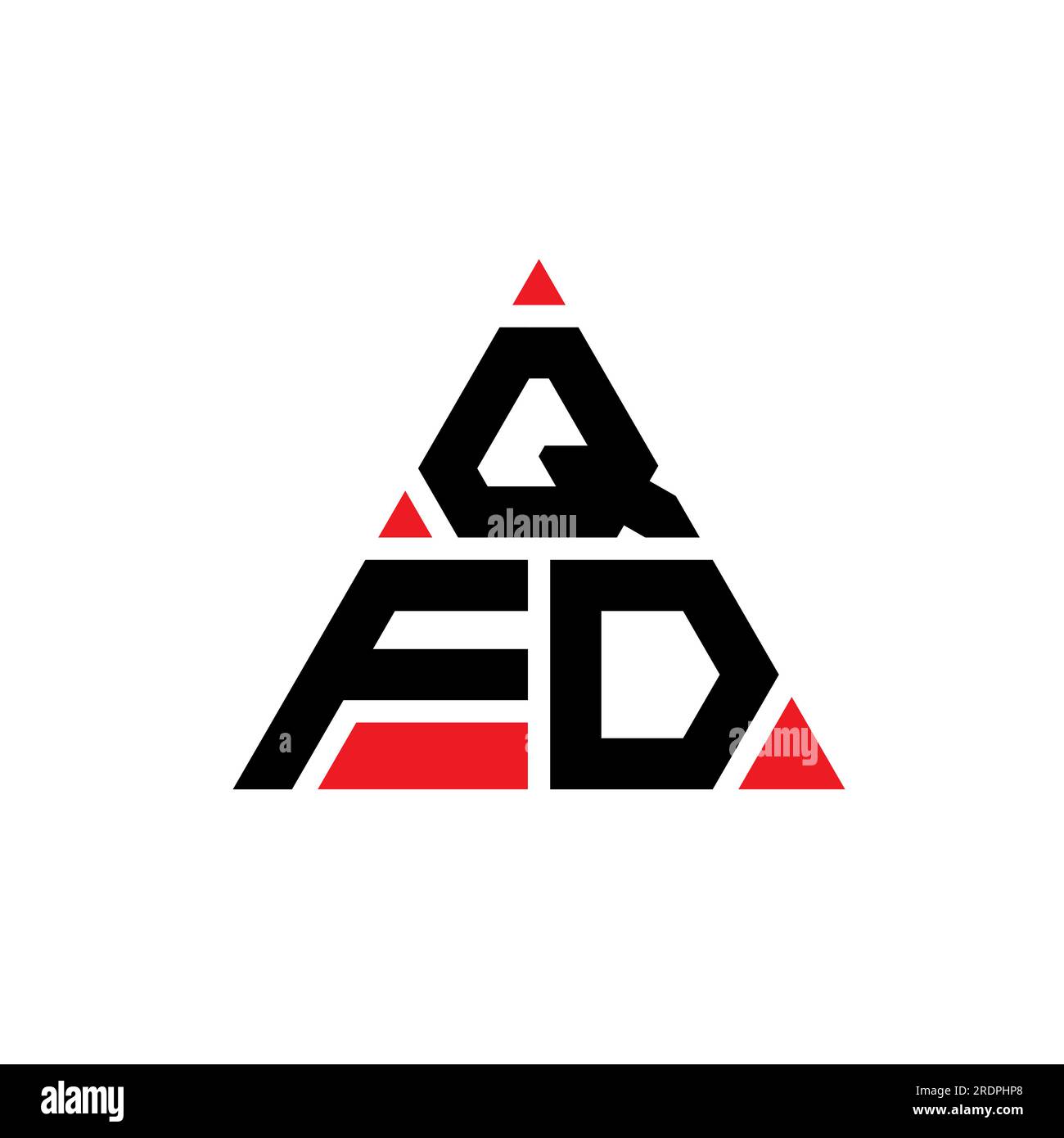 QFD-Logo mit Dreiecksbuchstaben und Dreiecksform. QFD-Monogramm mit ...