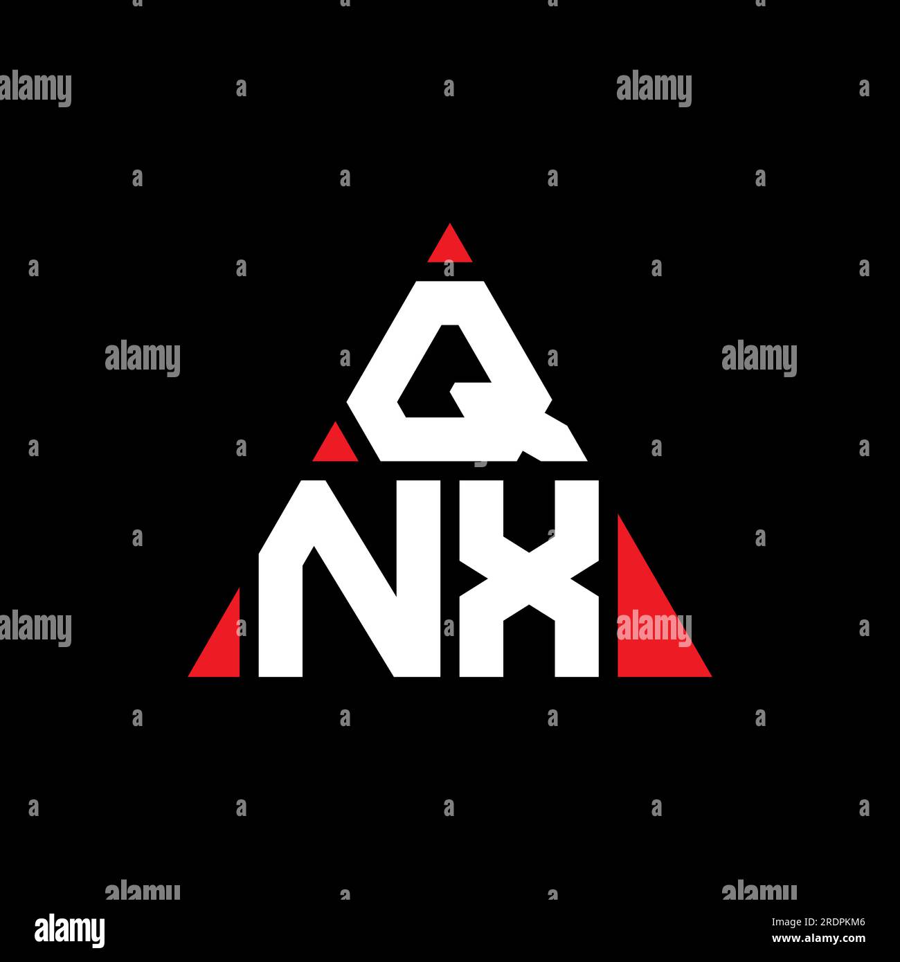 QNX-Logo mit Dreiecksbuchstaben und Dreiecksform. Monogramm mit QNX-Dreieck-Logo. QNX-dreieckige ...