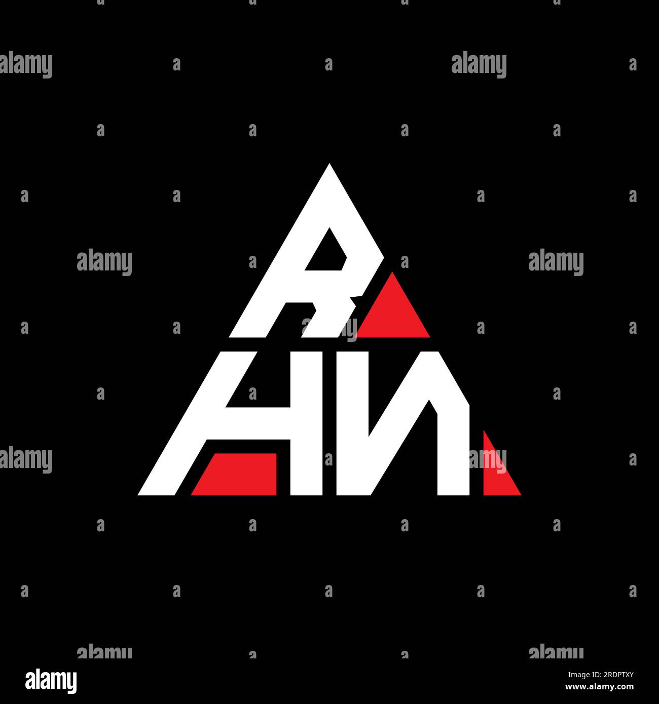 RHN-Logo mit dreieckigem Buchstaben in Dreiecksform. Monogramm mit dem ...