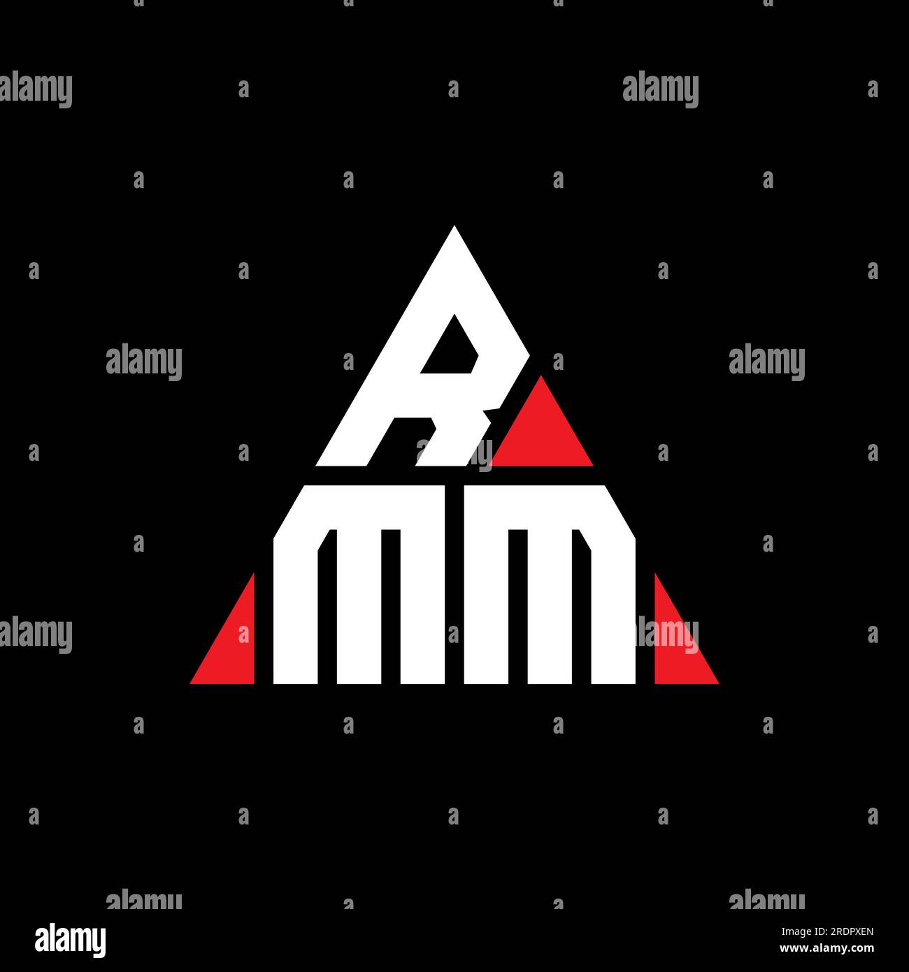 RMM-Logo mit Dreiecksbuchstaben und Dreiecksform. RMM Dreieck-Logo ...