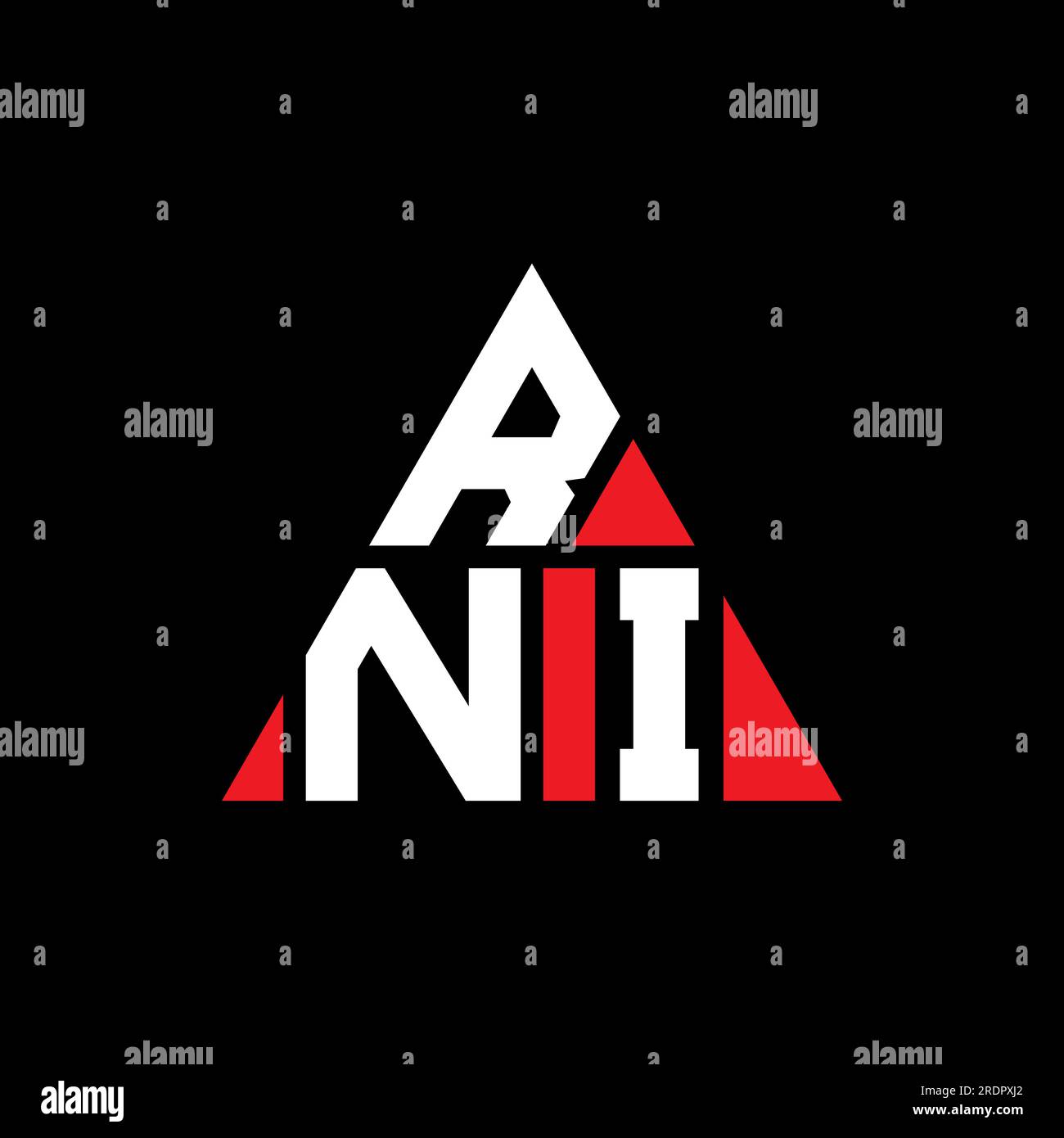 RNI-Logo mit Dreiecksbuchstaben und Dreiecksform. Monogramm mit dem RNI ...