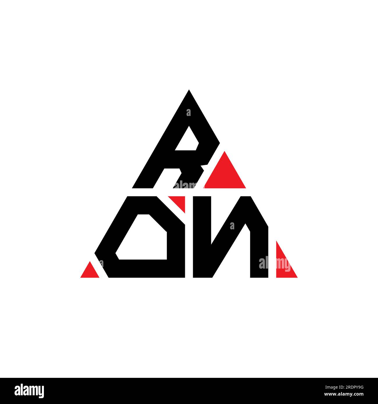 RON-Logo mit Dreiecksbuchstaben und Dreiecksform. MONOGRAMM mit RON ...