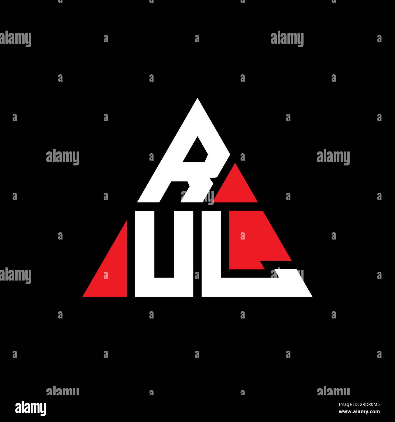RUL-Logo mit Dreiecksbuchstaben und Dreiecksform. RUL-Monogramm mit ...