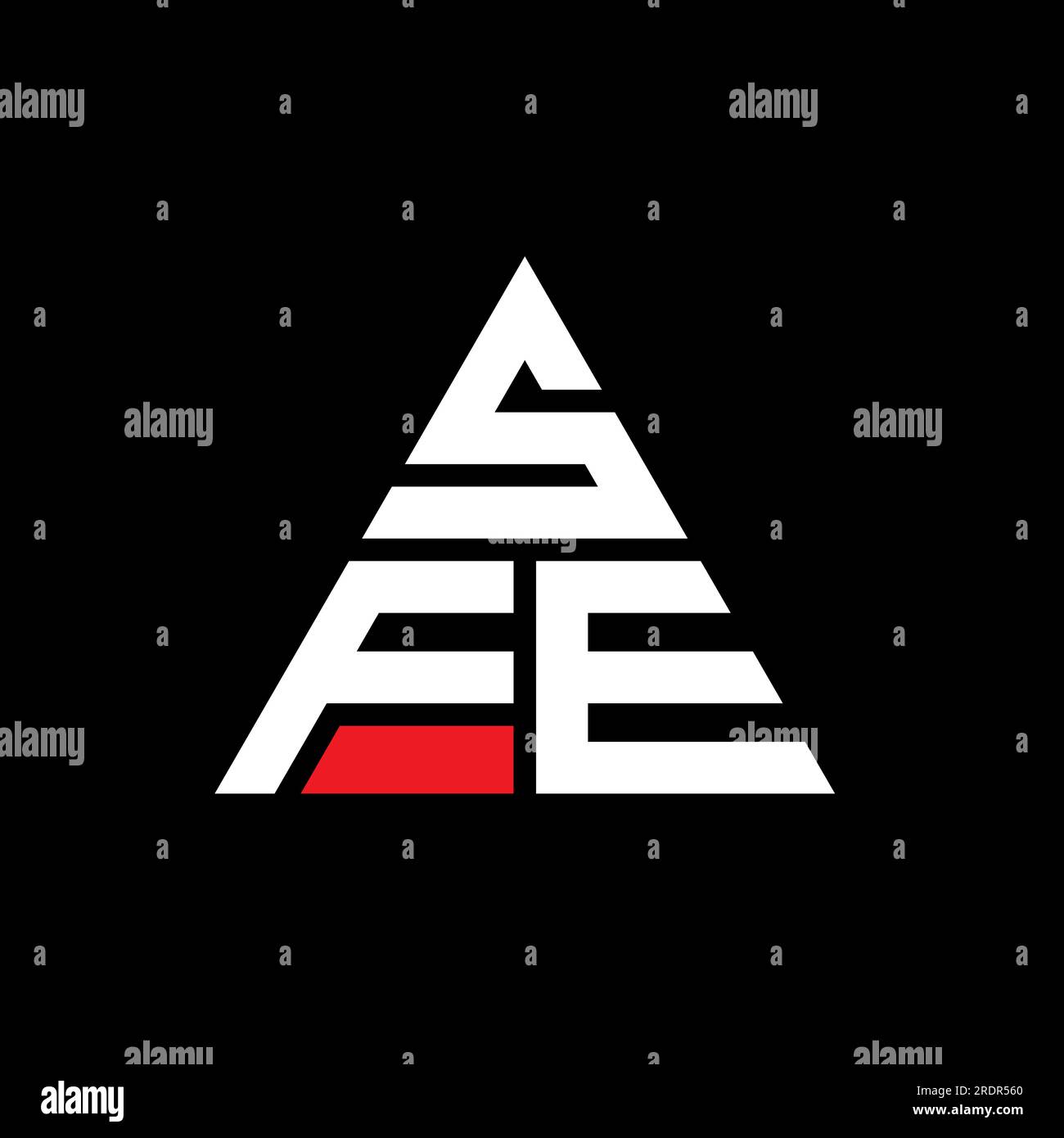 SFE-Logo mit Dreiecksbuchstaben und Dreiecksform. SFE-Monogramm mit ...