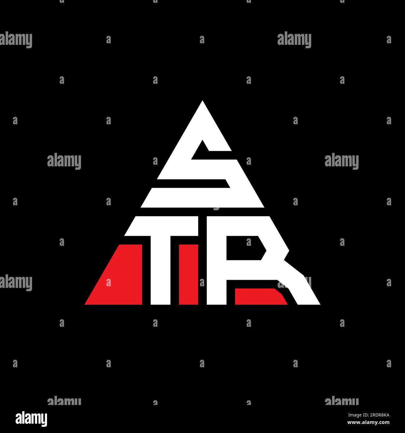Str-Logo mit Dreiecksbuchstaben und Dreiecksform. Str Dreieck-Logo-Monogramm. Str-dreieckige ...