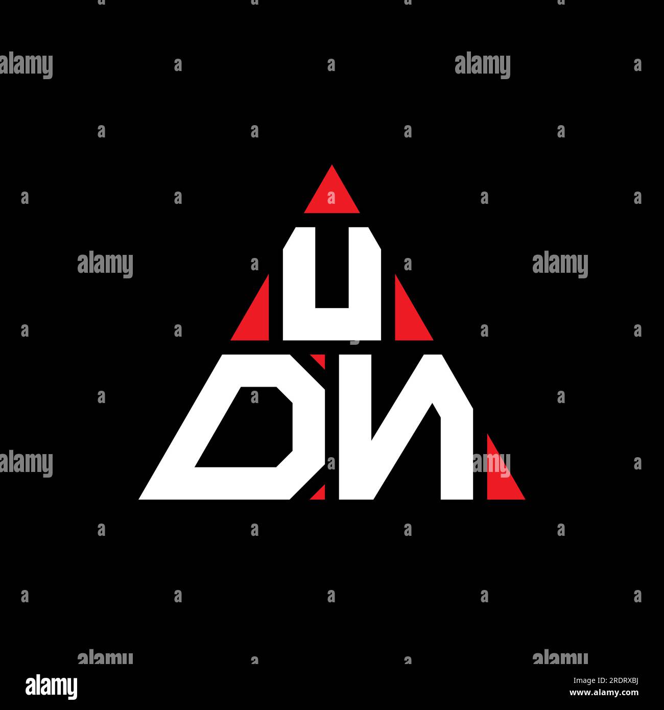 Logo mit UDN-Dreiecksbuchstaben und Dreiecksform. Monogramm mit UDN-Dreieck-Logo. UDN-dreieckige ...