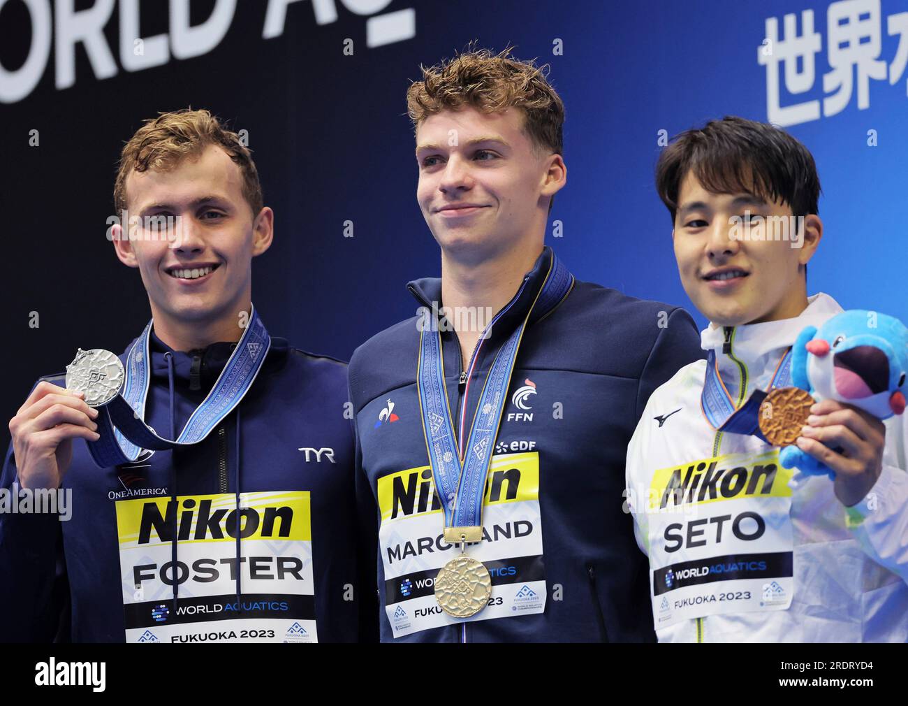 (L-R) FOSTER Carson of United States, silver, MARCHAND Leon of France ...