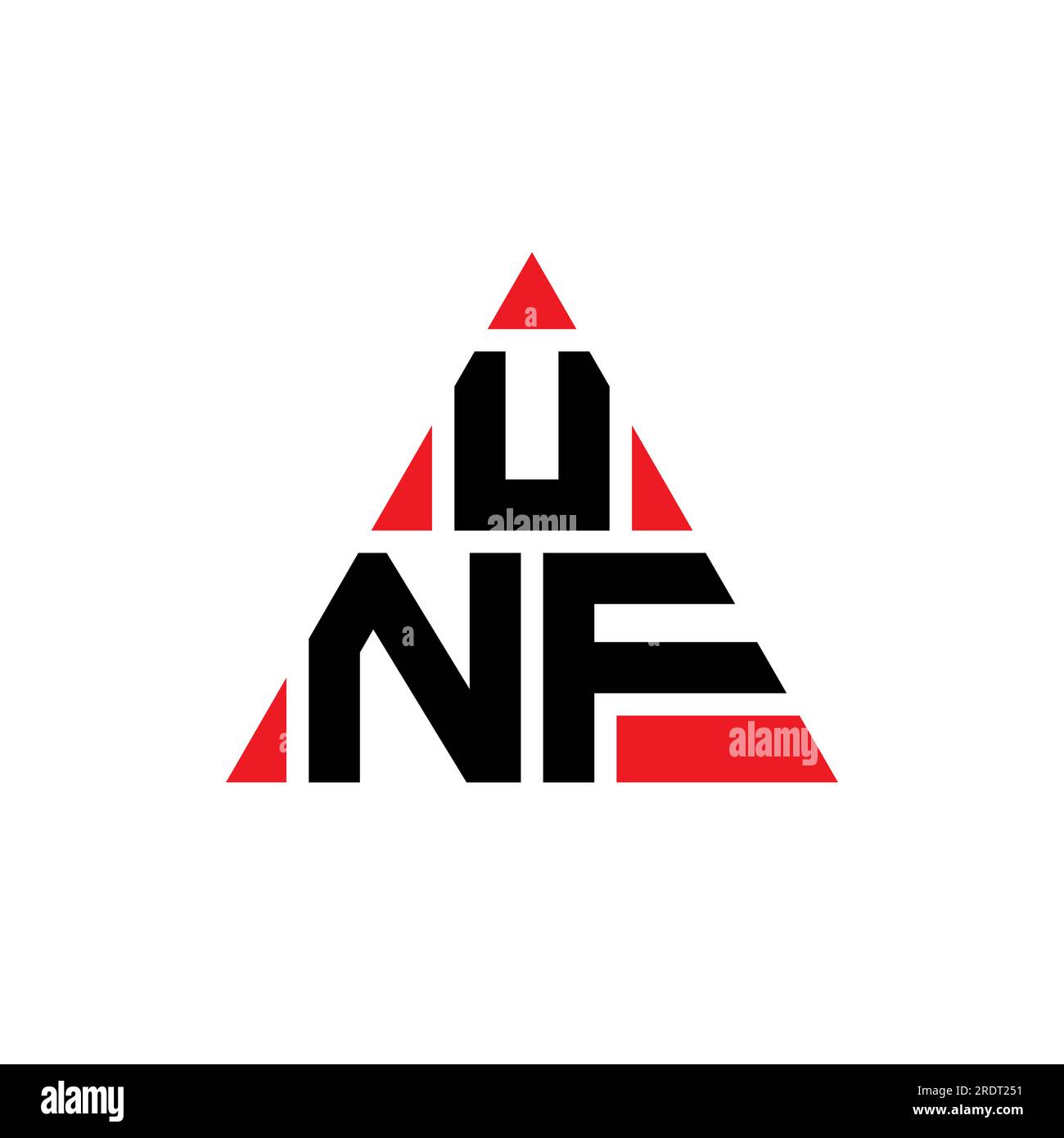 UNF-Logo mit Dreiecksbuchstaben und Dreiecksform. UNF-Monogramm mit ...