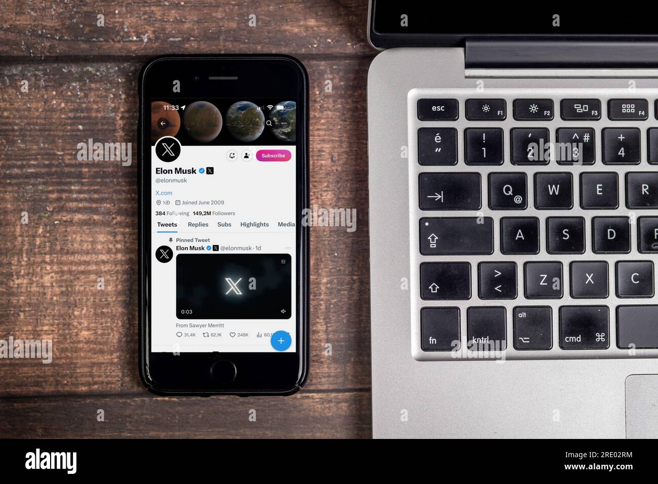 Antalya, Türkei - 24. Juli 2023: Homepage des Elon Musk Twitter X ...