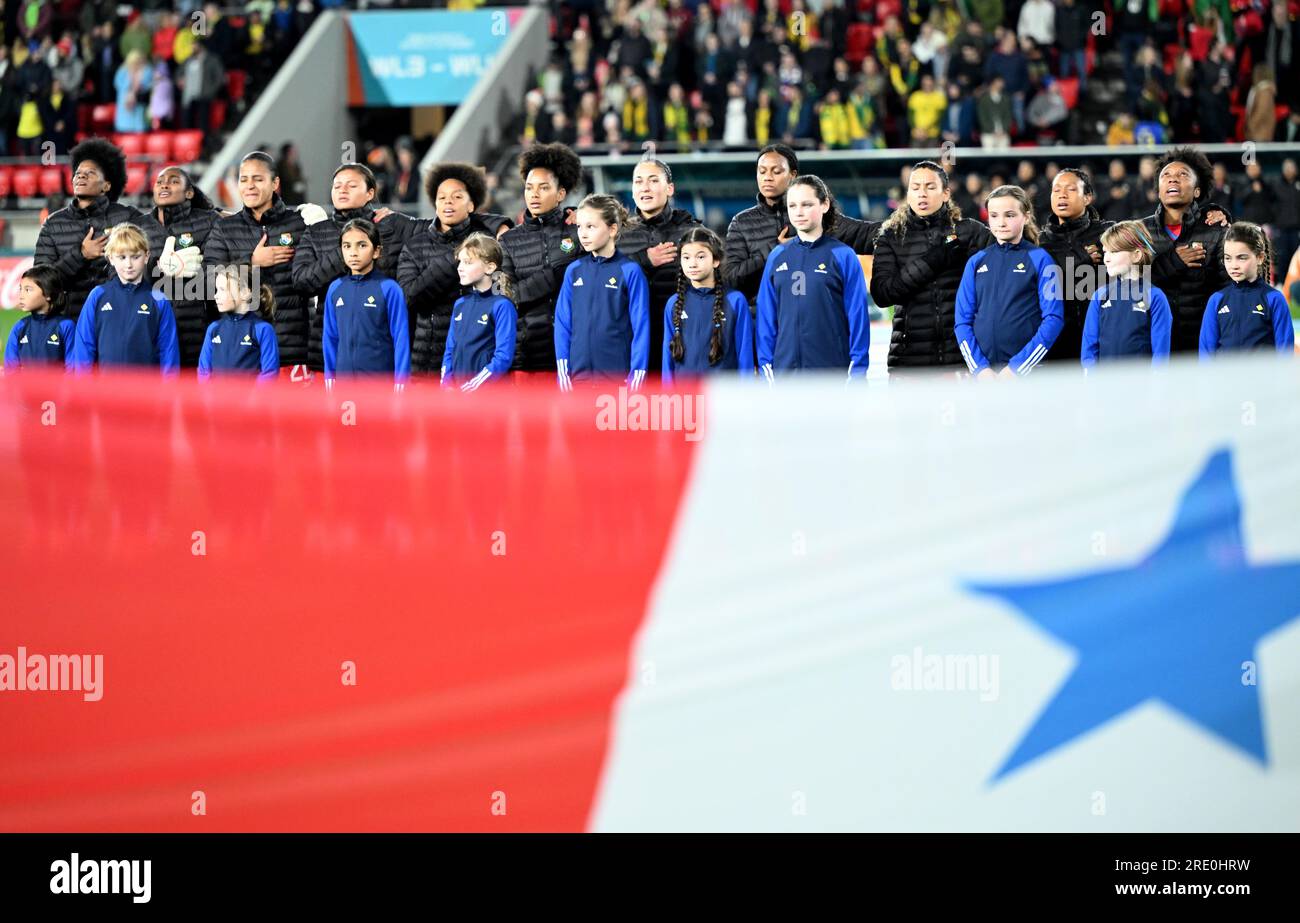 (230724) -- ADELAIDE, 24. Juli 2023 (Xinhua) -- Players of Panama singt ...