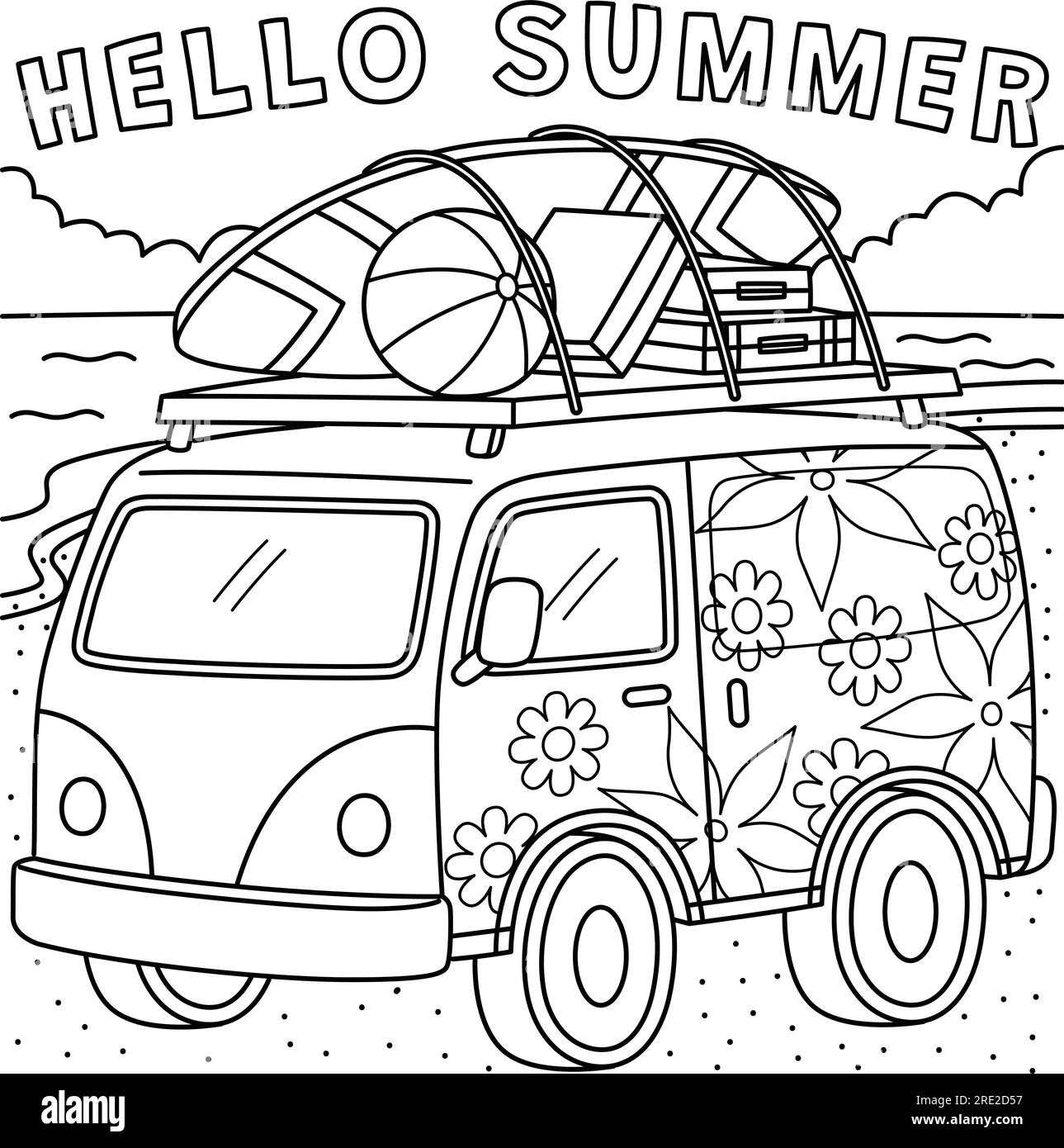 „Hello Summer Coloring Page for Kids“ Stock-Vektorgrafik - Alamy