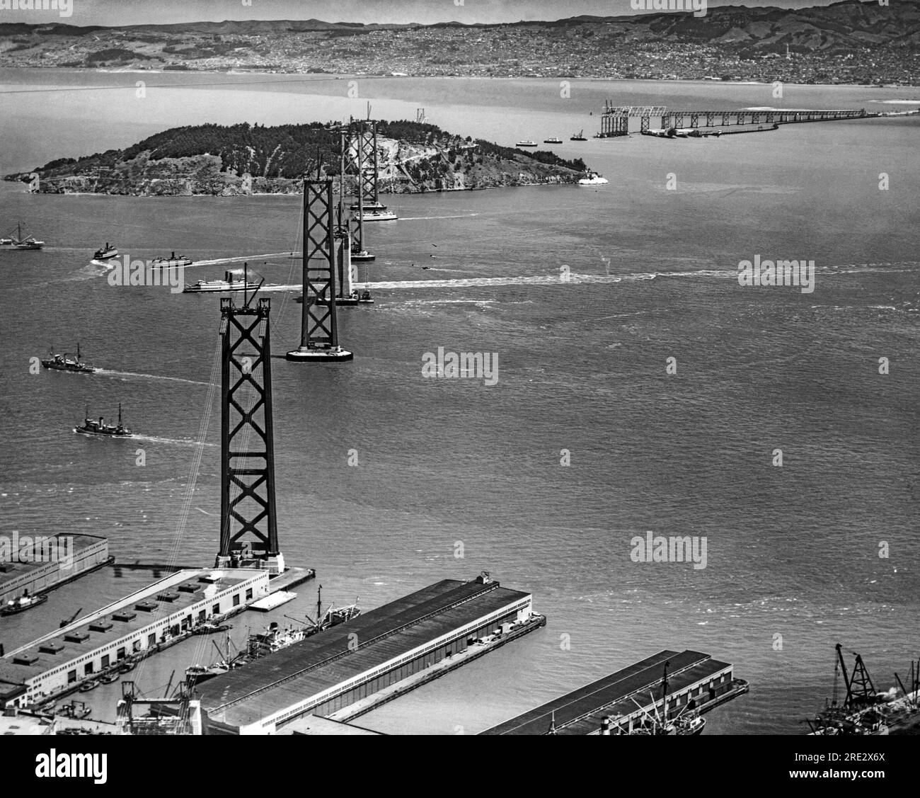 San Francisco, Kalifornien: ca. 1935 der Bau der San Francisco-Oakland ...
