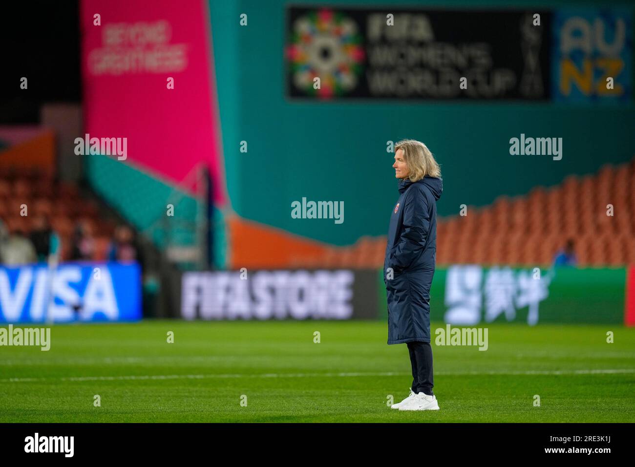 Norway's head coach Hege Riise stands at the pitch before the Women's ...