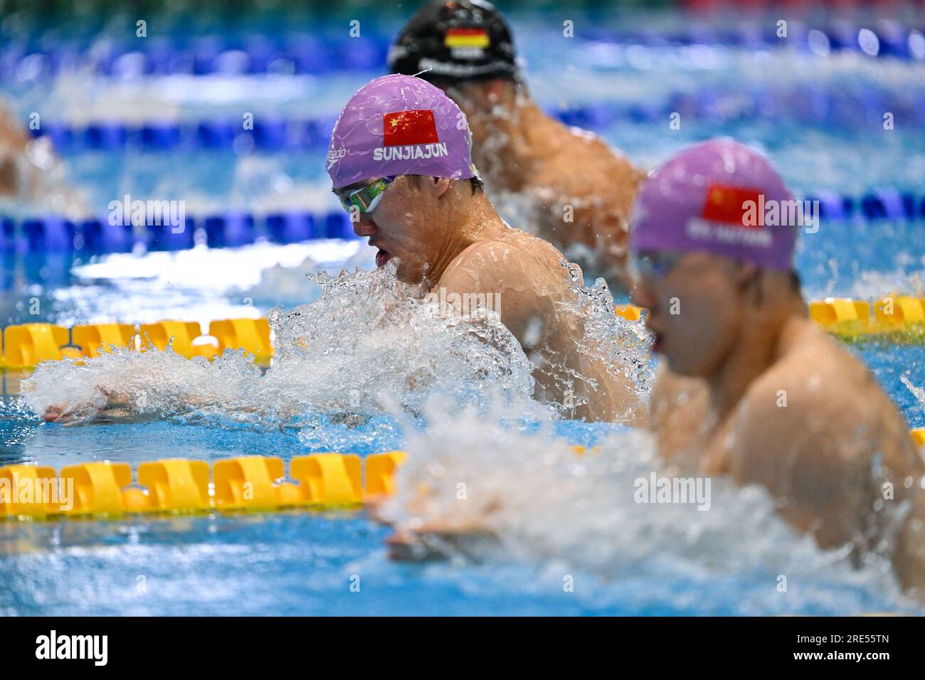 Fukuoka, Japan. 25. Juli 2023. Sun Jiajun (L) und Qin Haiyang aus China ...