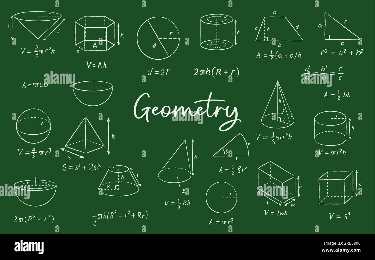 Geometrische Kreidezeichnungen auf Tafel, Vektorunterricht und ...