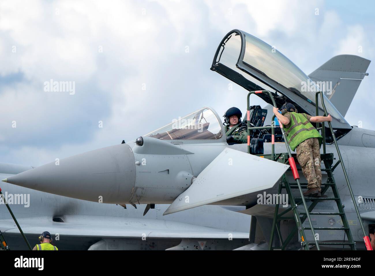RAF-Typhoon-Jets auf dem Vorfeld nach der Rückkehr von der Übung ...