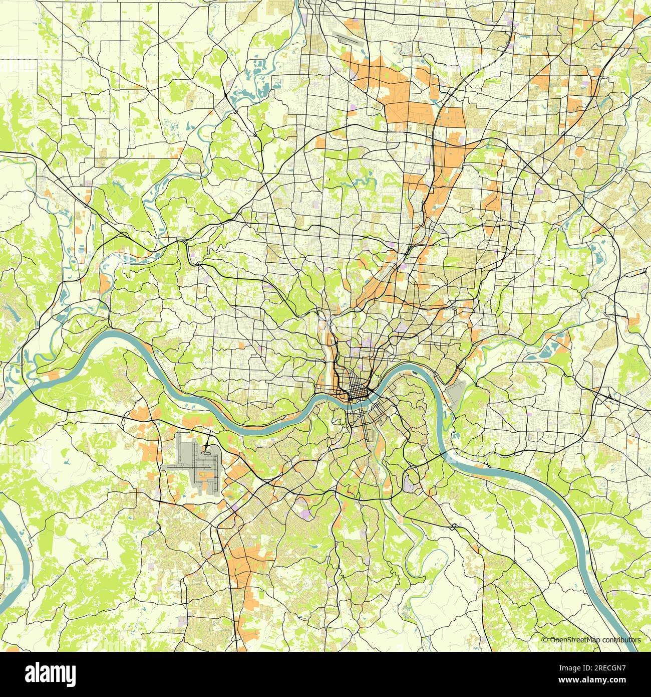 Ohio river map Stock-Vektorgrafiken kaufen - Alamy