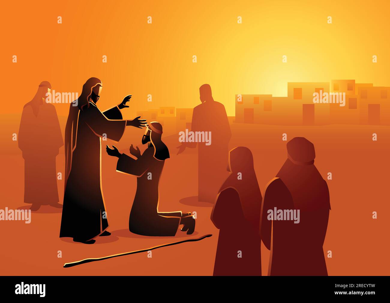 Jesus healing the blind Stock-Vektorgrafiken kaufen - Alamy