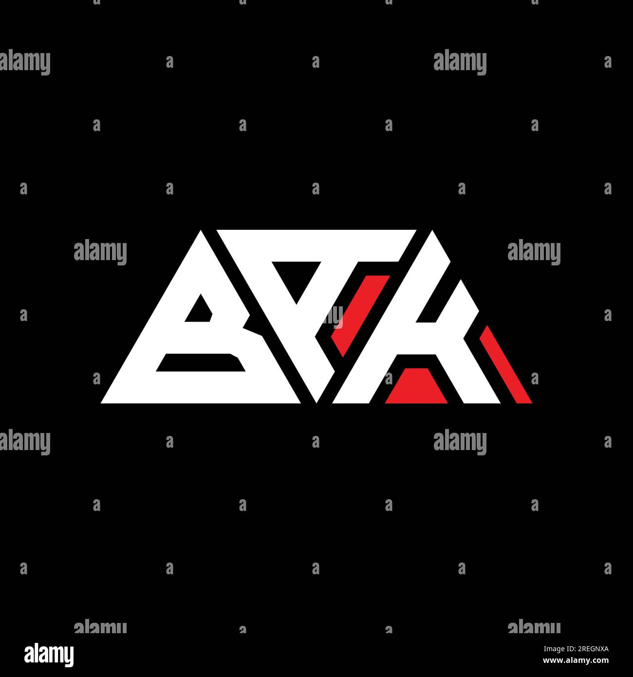 BAK-Logo mit Dreiecksbuchstaben und Dreiecksform. Monogramm mit BAK ...