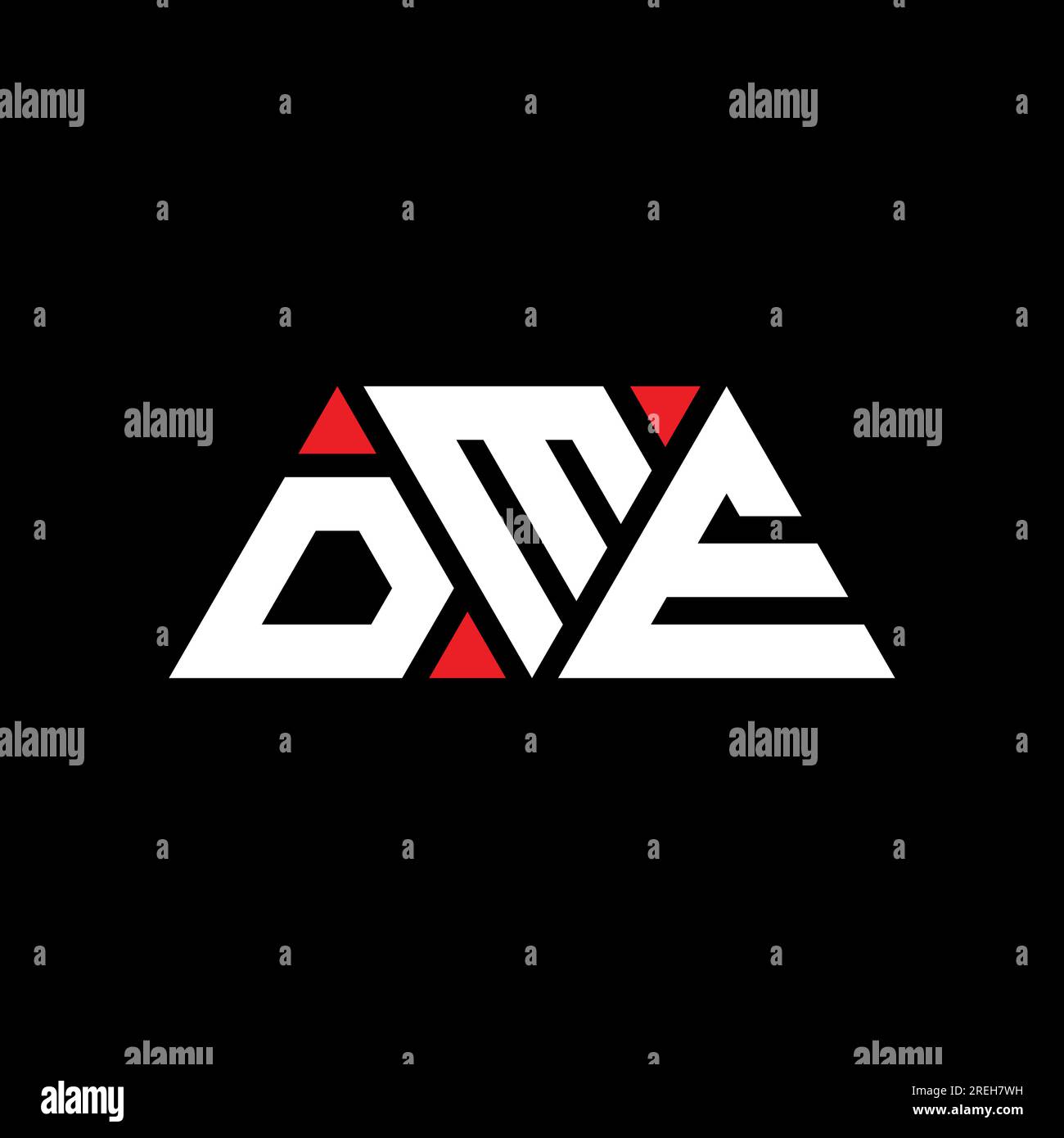 DME-Logo mit dreieckigen Buchstaben und Dreiecksform. DME-Dreieck-Logo ...