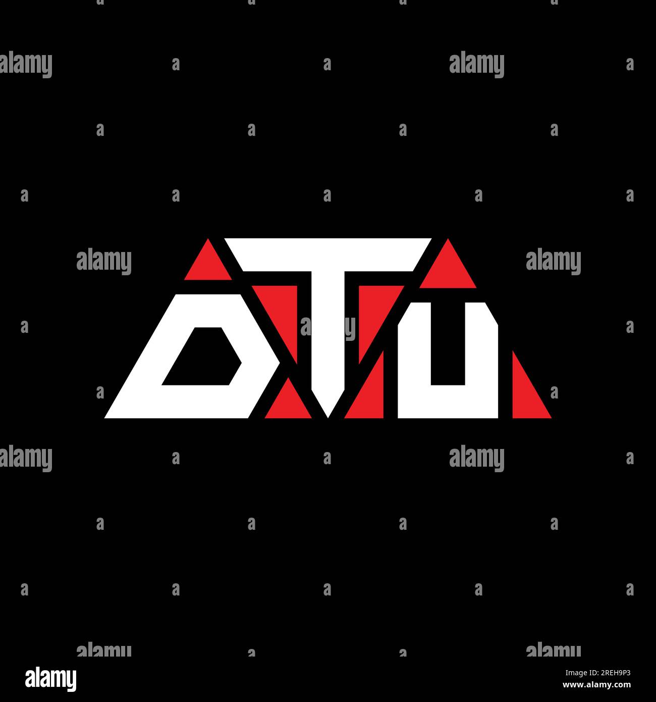 DTU-Logo mit Dreiecksbuchstaben und Dreiecksform. DTU-Dreieck-Logo-Monogramm. DTU-dreieckige ...