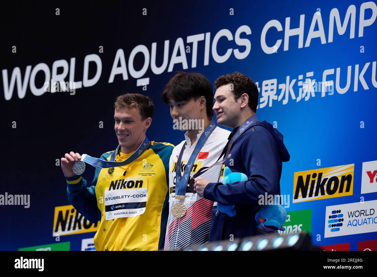 Medalists, from left to right, Zac Stubblety-Cook of Australia, silver ...