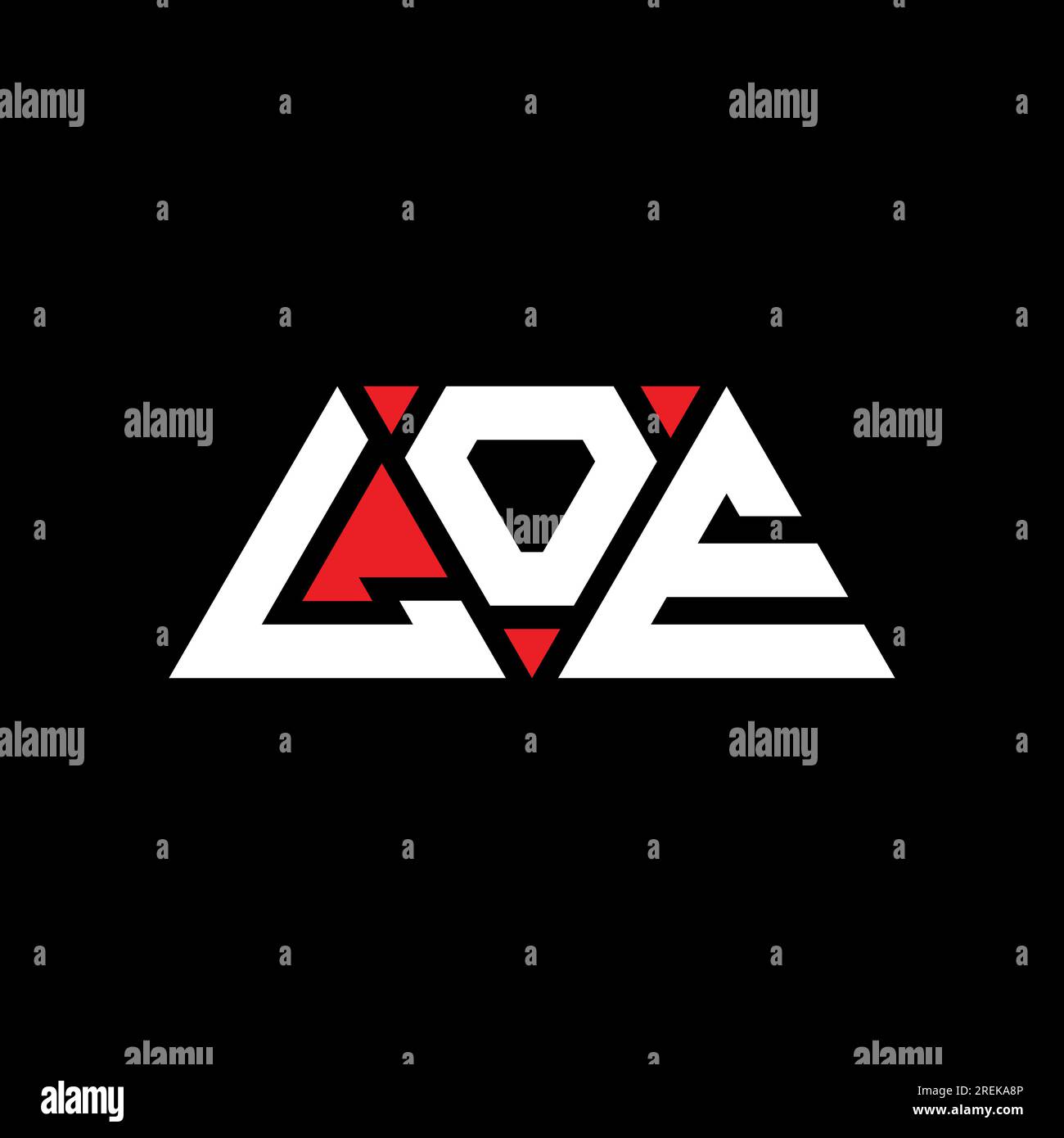 Loe-Logo mit dreieckigem Buchstaben in Dreiecksform. Monogramm mit dem ...