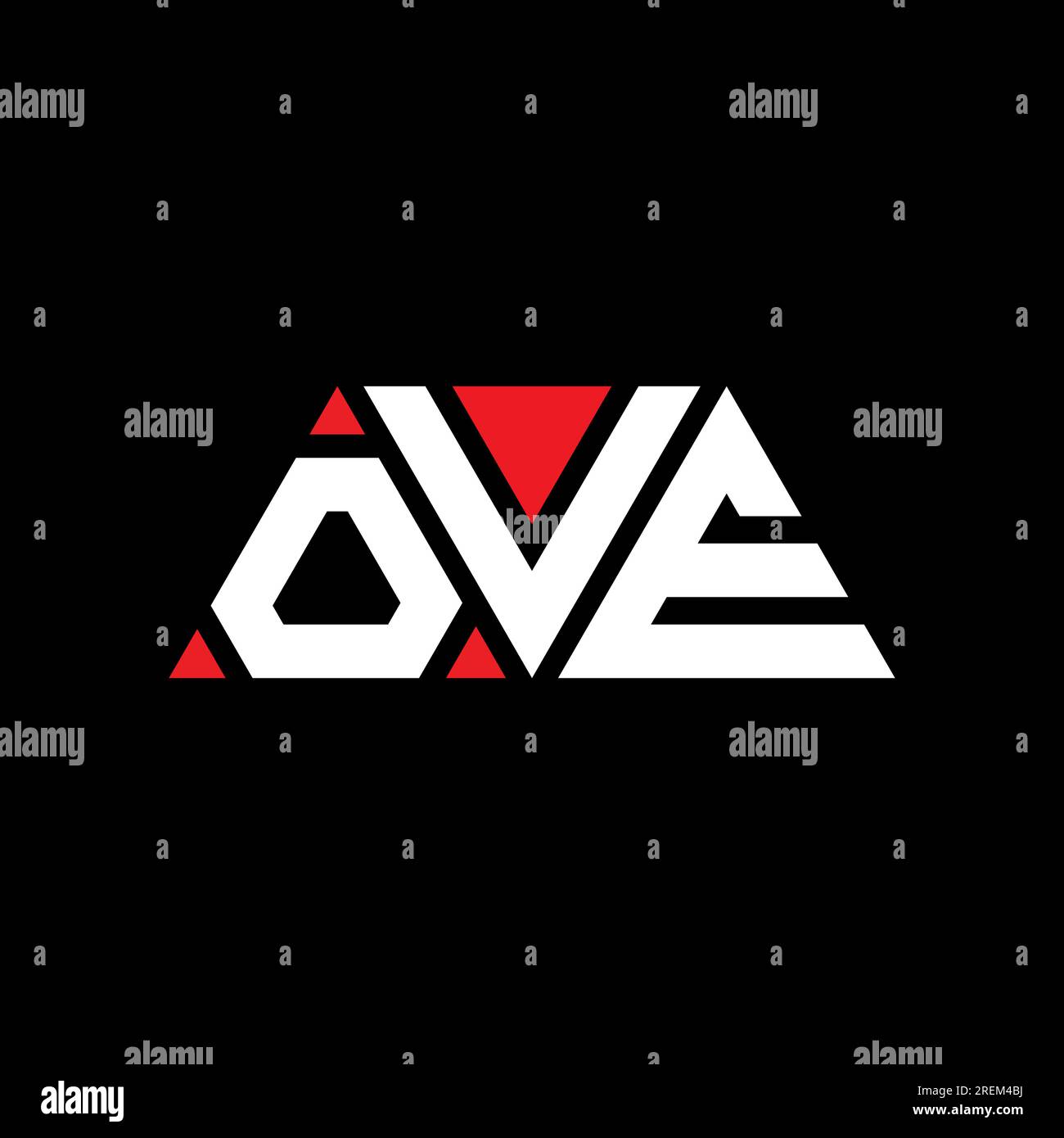 LOGO mit OVE-Dreiecksbuchstaben und Dreiecksform. Monogramm mit OVE ...