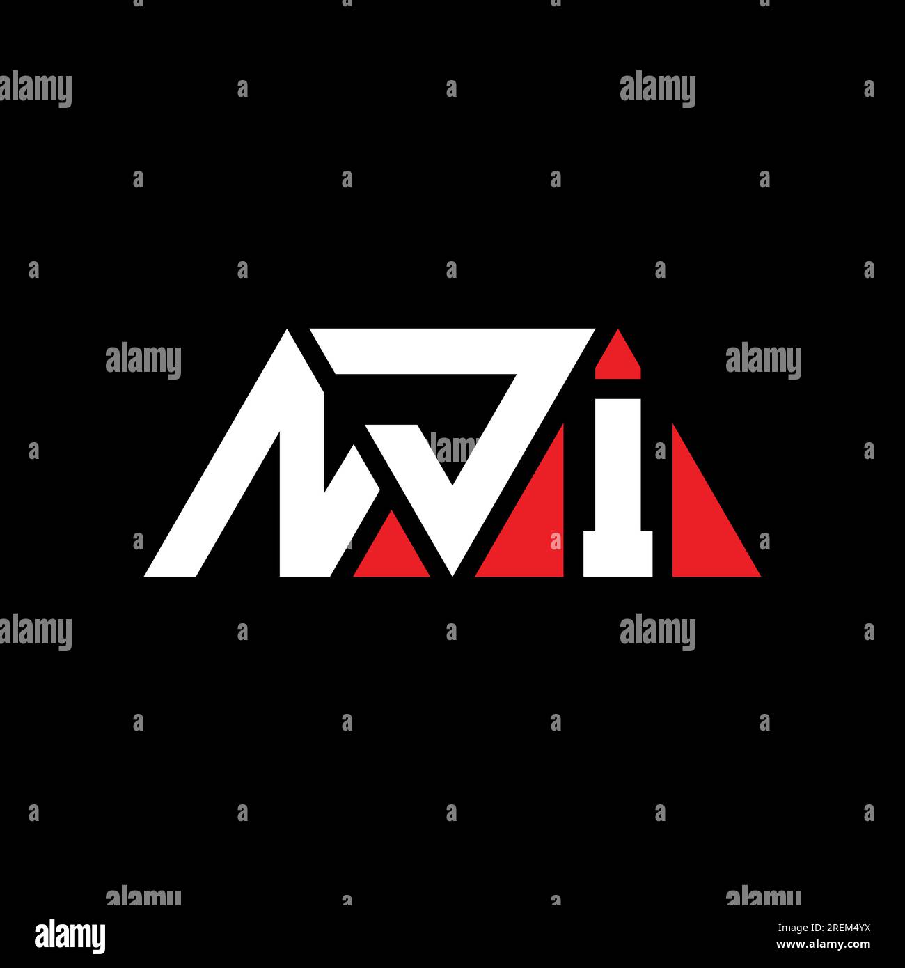 NJI-Logo mit dreieckigem Buchstaben in Dreiecksform. Monogramm mit NJI ...