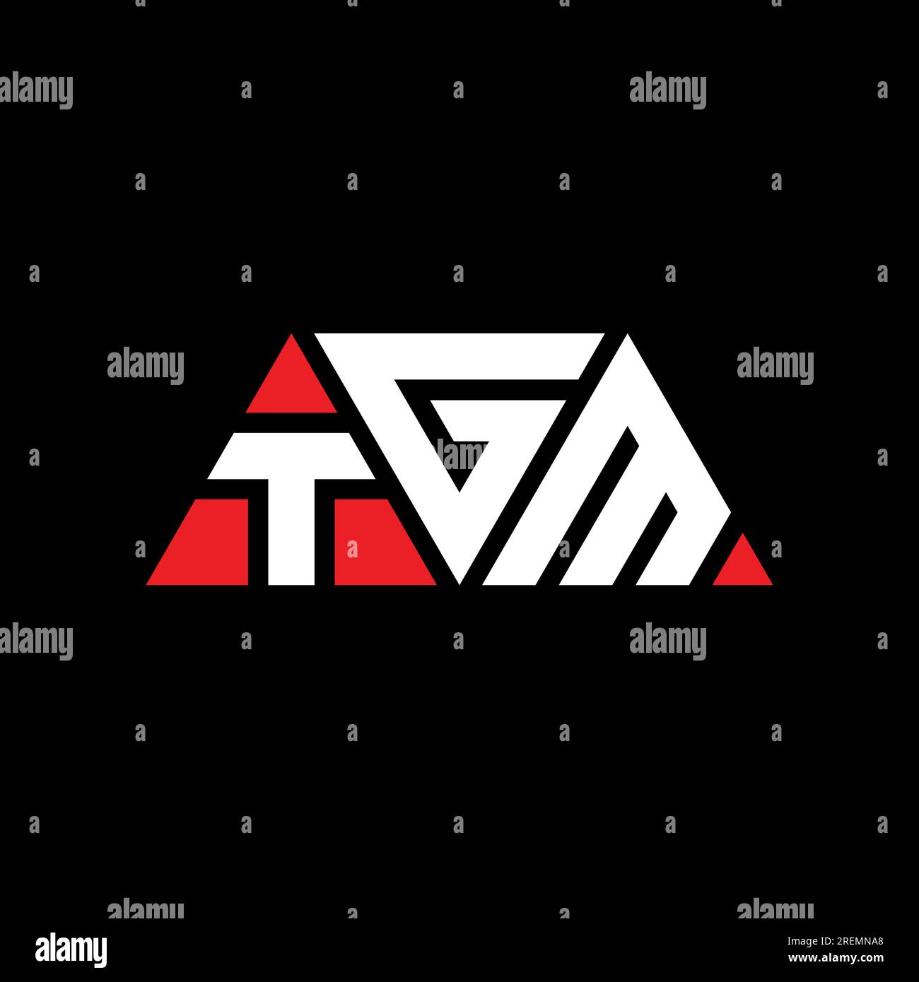 TGM-Logo mit Dreiecksbuchstaben und Dreiecksform. TGM-Monogramm mit ...