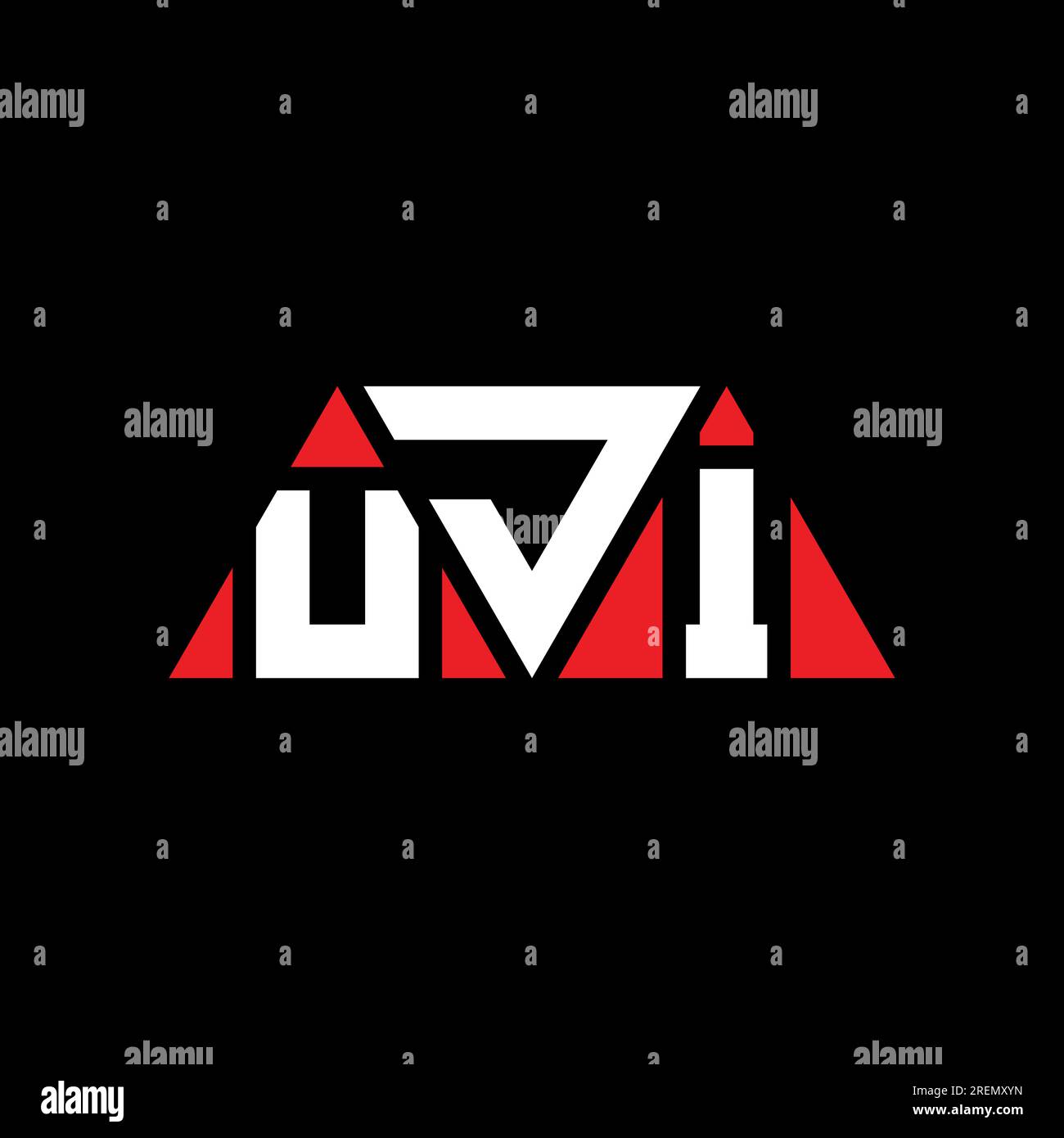 LOGO mit UJI-Dreiecksbuchstaben und Dreiecksform. Monogramm mit UJI ...
