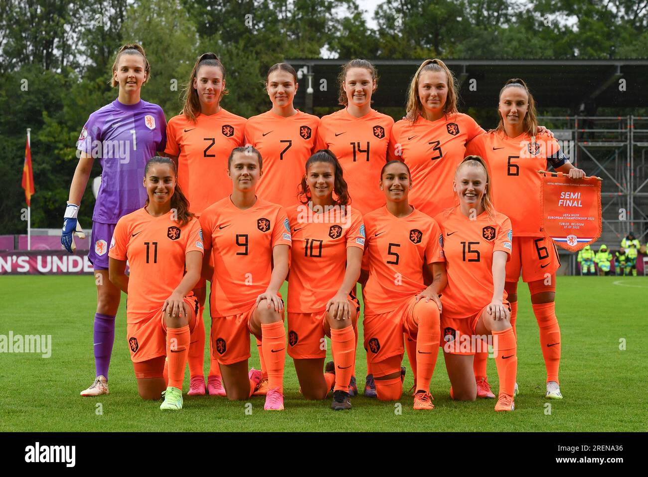 Niederländische Mannschaft im ersten Halbfinale des UEFA Women’s under-19 EURO Final Tournament ...