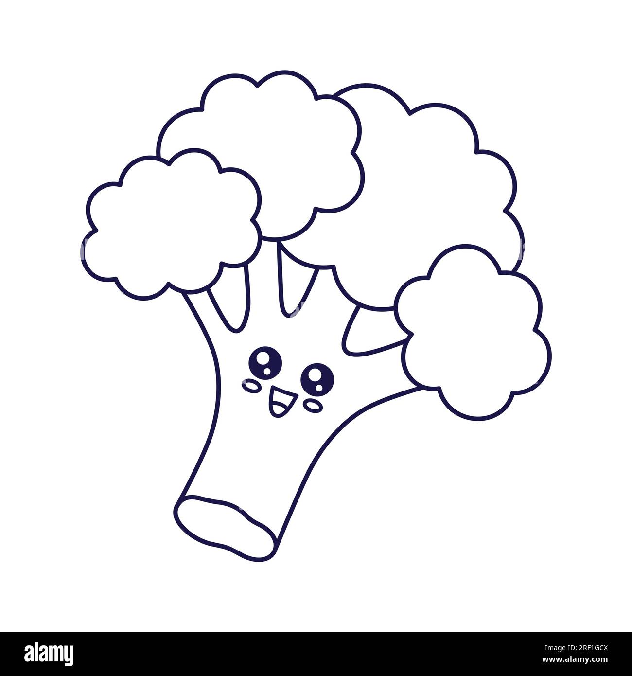 Süße Kawaii Broccoli Kohlkopf-Cartoon-Kinder-Illustration. Gastronomie ...