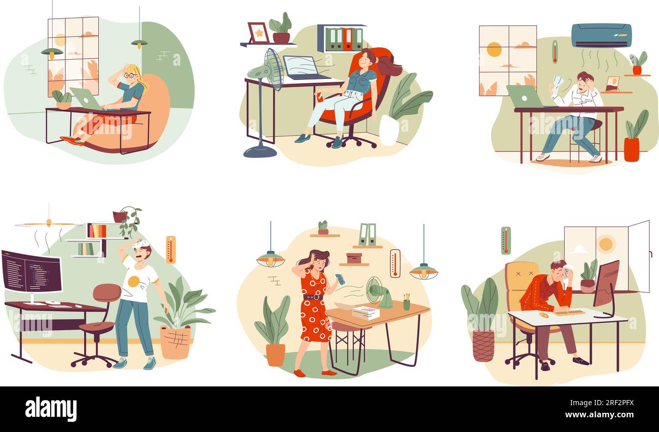 Summer heat office male Stock-Vektorgrafiken kaufen - Alamy