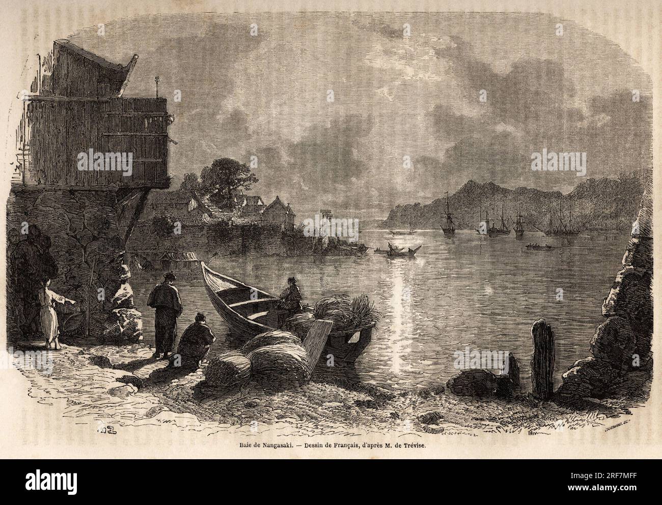 La baie de Nagasaki, dessin de Francais, pour Illustrator le voyage en ...