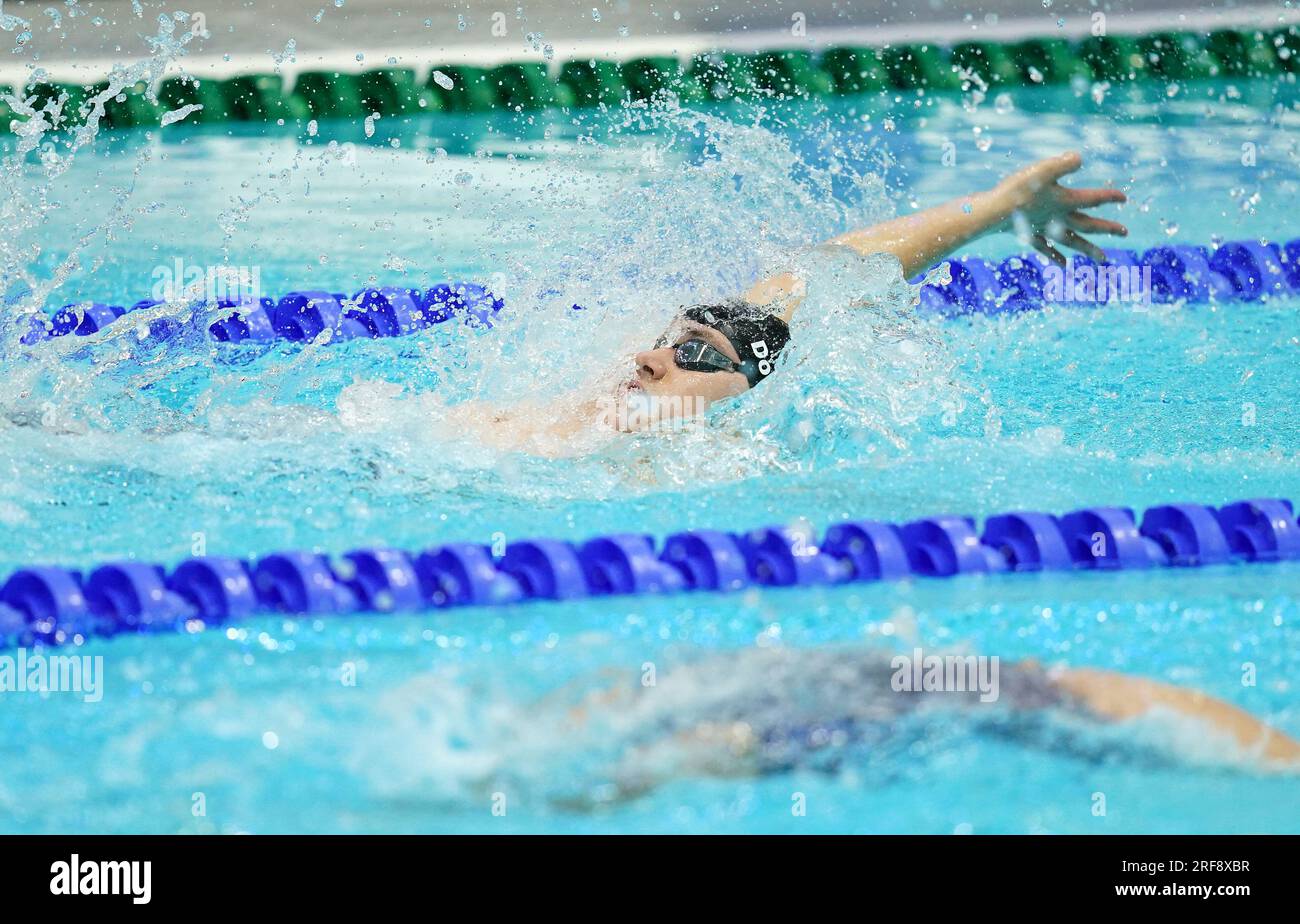 Sam Downie aus Großbritannien im 100m Backstroke S8-Finale für Herren am zweiten Tag der Para ...