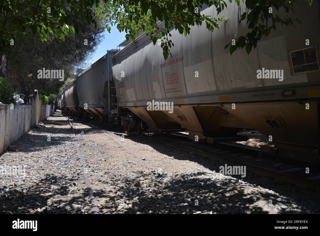 Zug oder mexikanische Eisenbahn und Union Pacific auf seiner Passage ...