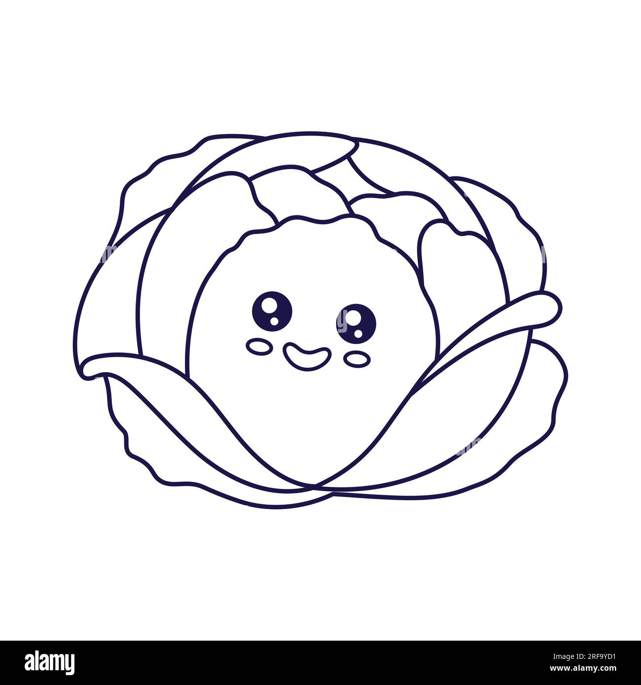 Süße Kawaii Cabbage Cartoon-Kinder-Illustration. Gastronomie, Gemüse ...